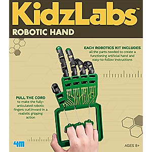 4M Kidzlabs Robotic Hand Kit, Build Your Own Robotic Hand, For Boys & Girls Ages 8+