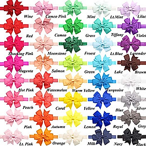 CÉLLOT 40 Colors Baby Girls Headbands 3" Pinwheel Hair Bows Elastic Hair Bands Hair Accessories for Newborn Infants Toddlers