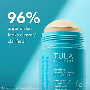 TULA Skincare Claycation - Detoxing & Toning Face Mask Stick, Tightening, Detoxing & Toning, Draws Out Dirt & Oil, Contains Mediterranean Clay, Apple Cider Vinegar, & Witch Hazel, 1.23 oz.