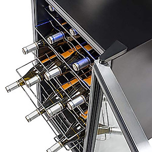 NewAir Compressor Wine Cooler Refrigerator in Stainless Steel | 33 Bottle Capacity | Freestanding or Built-In | UV Protected Glass Door with Lock and Handle