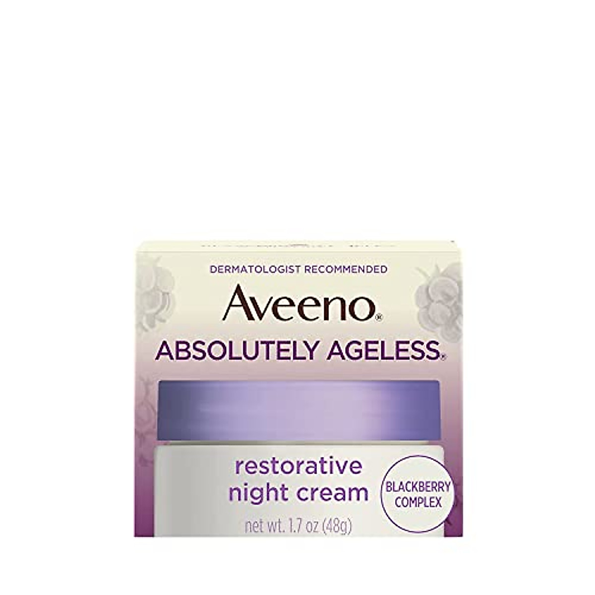 Aveeno Absolutely Ageless Restorative Night Cream Facial Moisturizer with Antioxidant-Rich Blackberry Complex, Vitamin C & E, Hypoallergenic, Non-Greasy & Non-Comedogenic, 1.7 fl. oz (Pack of 2)