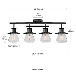 Globe Electric 59530 4-Light Track Lighting, Dark Bronze, Track Lighting, Track Ceiling Light, Track Lighting Kit, Ceiling Lights, Dining Light Fixture, 4 Bulb Kitchen Light, Bulb Not Included
