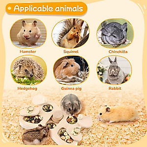 FELISTORY Wooden Foraging Toy for Small Pet - 4 in 1 Interactive Hide Treats Puzzle Snuffle Game, Mental Stimulation Toy for Guinea Pig,Rabbit,Hamster,Hedgehog, Chinchilla, Mouse,Rats,Sugar Gilders