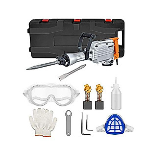 CCTi 2200 Watt Electric Demolition Jack Hammer 1400 BPM Concrete Breaker, includes Point and Flat Chisels (Model: CDH65A)