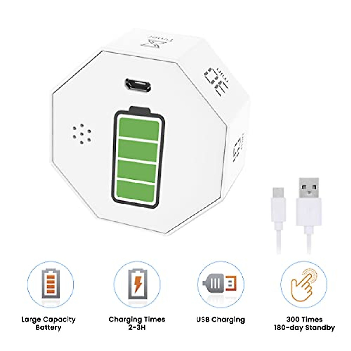 XJ-HOME Multi-Hex Clock Timer (White Version), Digital Clock Timer, Backlight Display, 12/24 Hour Mode, Up and Down Timer, Rotating Display, Various Time Presets for Studying, Cooking, Exercise