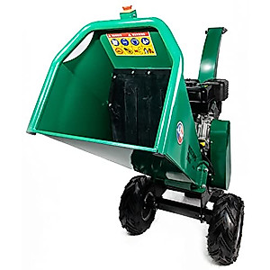 All Power APWC420 Woodchipper Mulcher 15HP JD Engine 420cc Gas Powered Chipper Shredder 2000 RPM Double Edge Blades 6" Feed