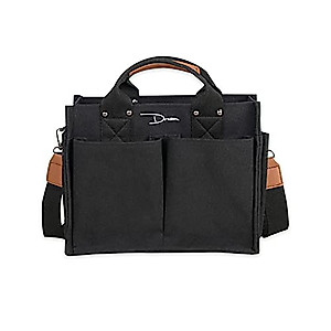 PORRASSO Women Shoulder Bag Casual Handbag Ladies Large Crossbody Bag Canvas Tote Bag for Travel Shopping Daily Use Black