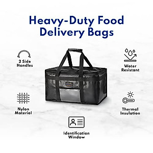 New Star Foodservice 1028683 Commercial Quality Insulated Food Delivery Bag Half-Size, 12" W x 11.5" H x 9.5" D