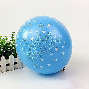 50pcs 12inch Latex Happy Birthday Balloons Party Beautiful Flowers Printed Birthday Balloon Decoration Multicolor (Birthday)