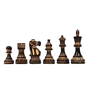 CHESSBAZAAR 3.8" King Burnt Blazed Chess Set for Adults & Kids, Wooden Chess Pieces only in Burnt Boxwood