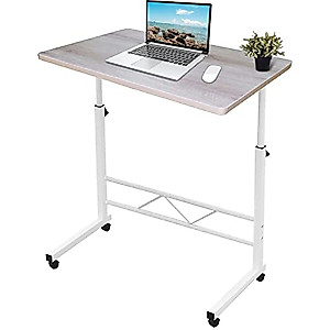 longdafei Laptop Table Desk Adjustable Height Sofa Bed Side Rolling Desk, Mobile Laptop Cart Portable Tray Table for Home Office, Desktop 23.62 x 15.74 inch Computer Workstation Table with Wheels