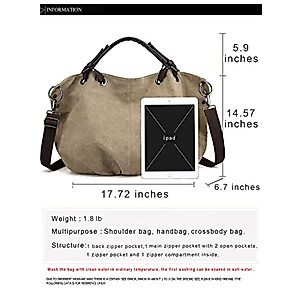 Eamom Extra Large Crossbody bags for Women Handbag Hobo Bag Canvas Purse Women's Clutch Handbags Shoulder Purse (Deep khaki)