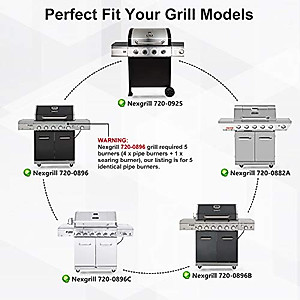 Metal Club Grill Repair Kit for Nexgrill 720-0896B 720-0896E 720-0896C Deluxe 6 Burner Gas Grills, 6-Pack Flame Tamers & Grill Burners Replacement for Nexgrill 720-0882A 720-0896 720-0925