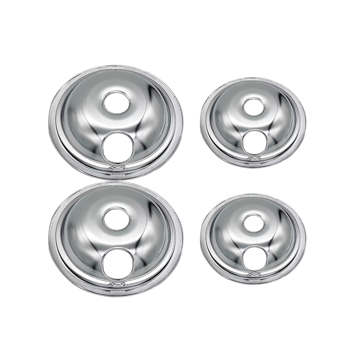 Amazinpure WB31T10010 and WB31T10011 Replacement Chrome Drip Pans for GE/Hotpoint Electric Range with Locking Slot Includes 2 6-Inch and 2 8-Inch Pans, 4 Pack WB32T10008 WB32X10015 DP165 GE68C