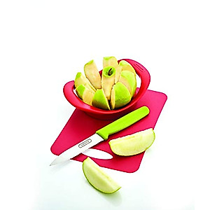 Farberware Healthy Eating Set (Apple Slicer, Paring Knife, Small Cutting Mat), 3-Piece, Red and Green