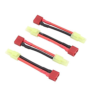 4pcs Compatible with Small Mini-Tamiya Male(Reversed) to T-Plug Female Adapter with 5cm 2in 14awg Wire for Airsoft Gun(BDHI-12)