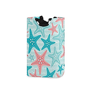 senya Nautical Ocean Starfish Large Storage Basket Collapsible Organizer Bin Laundry Hamper for Nursery Clothes Toys