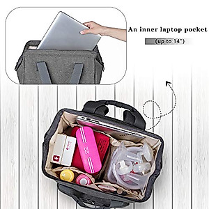 LUXJA Breast Pump Bag with Compartments for Cooler Bag and Laptop, Breast Pump Backpack with Breastmilk Bottle Pockets (Fits Most Major Breast Pump, Suitable for Working Mothers), Gray