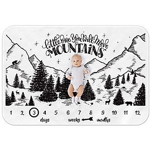 Paishanas Baby Milestone Blanket for Boy Girl Super Soft Premium Fleece Months Blankets Baby Shower Gender Neutral Gifts Photography Backdrop 60" x 40" Woodland Animals Baby Monthly Milestone Blanket