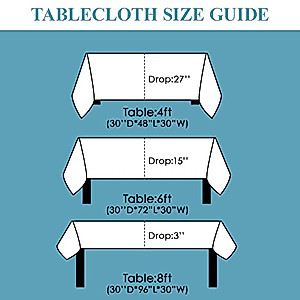 VidaFete 60*102inch Rectangle Tablecloth Polyester Table Cloth，Stain Resistant and Wrinkle Polyester Dining Table Cover for Kitchen Dinning Party Wedding Rectangular Tabletop Buffet Decoration(White)