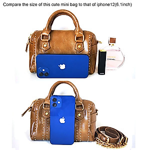 LUCSIS Women's rivets studded crossbody bag purse handbag small light weight cute mini bag PU leather (Black)