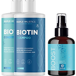 Hair Thickening Products for Women and Men - Sulfate Free Hair Thickening Shampoo and Biotin Hair Growth Conditioner plus Hair Oil for Dry Damaged Hair and Growth with Rosemary Oil for Hair Growth