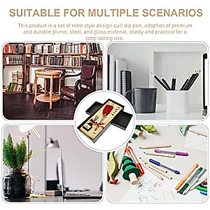 Operitacx Calligraphy Pens Quill Pen and Ink Set with Calligraphy Dip Pen Inkwell Stand Replacement Nibs for Writing Paper Letter Birthday Gift Wine Red Fountain Pen Ink