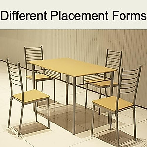 DURISO 5-Piece Dining Table Set Wood and Metal for 4, Dining Room Table Set for 4, Suitable for Kitchen, Dining Room, Space-Saving Kitchen Table Set