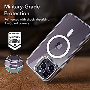 ESR for iPhone 14 Pro Max Case, Compatible with MagSafe, Built-in Camera Ring Stand, Military-Grade Protection, Magnetic Phone Case for iPhone 14 Pro Max, Classic Kickstand Case (HaloLock), Clear