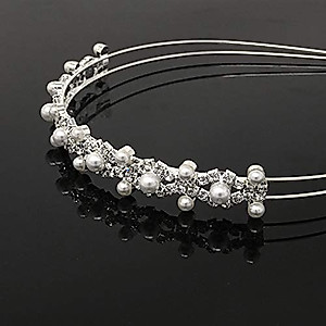 Honbay Fashion Wedding Hair Piece Photography Hair Accessories Bride Bridesmaid Flower Girl Crown Headband Hair Hoop Tiara with Crystal and Faux Pearls
