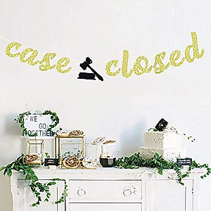 Case Closed Banner, Future Lawyer, Congrats Lawyer Banner, Law School Graduation Party Decorations 2023 Gold and Black Glitter