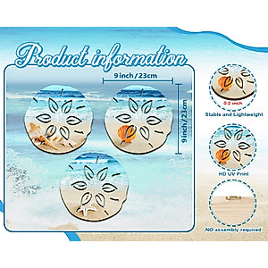 3 Pieces Sand Dollar Wall Decor Wood Outdoor Coastal Wall Art Ocean Beach Wall Decor Starfish Seashell Sand Dollar Beach Signs Hanging Wooden Nautical Bathroom Decor for Home Bathroom Sea Decorations