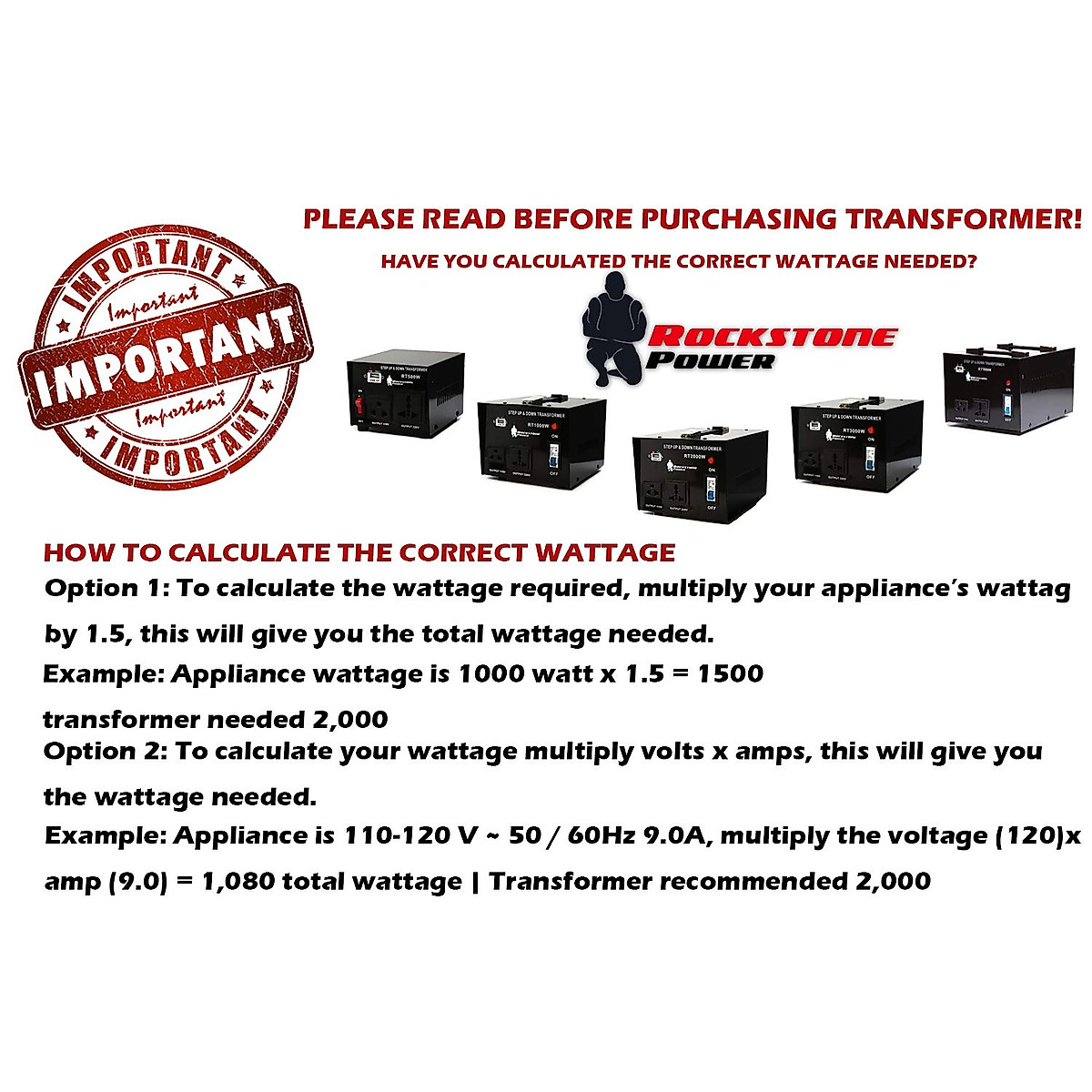 ROCKSTONE POWER 5000 Watt Voltage Converter Transformer - Heavy Duty Step Up/Down AC 110V/120V/220V/240V Power Converter - Circuit Breaker Protection – DC 5V USB Port - CE Certified [3-Year Warranty]