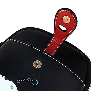 Small Crossbody Phone Bag for Women Leather Cute Cat Cellphone Purse Shoulder Bags PU Wallet (Black)