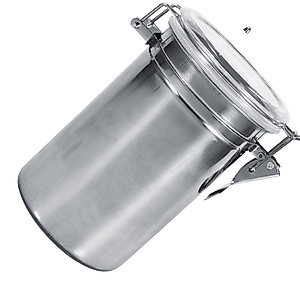 Food Storage Container Set, 4 Sizes Stainless Steel Kitchen Food Storage Container Bottle with Clear Lids for Tea Coffee Sugar Flour Baking Dry Storage, Metal Pantry(34x20x24cm / 13.4x7.9x9.4in)