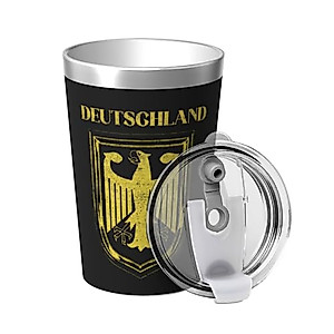 12oz Tumbler Vintage Germany Eagle Stainless Steel Cup With Straw And Lid Spill Proof Bulk Double Wall Vacuum Reusable Water Tumblers For Cold Hot Drink