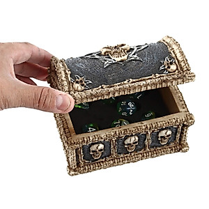 Forged Dice Co. Deluxe Skull and Bones Dice Storage Chest Box - Container Holds up to 10 Sets of Polyhedral Dice or 70 Individual Dice with Foam Insert for Polyhedral 7 Dice Set