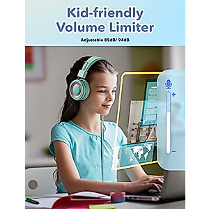 SIMJAR 4 Pack Kids Headphones with Microphone for School Classroom Bulk Set, Volume Limiter 85/94dB, Wired Girls Headphones with Foldable Design for Online Learning/Travel/Tablet/iPad (4 Pack)