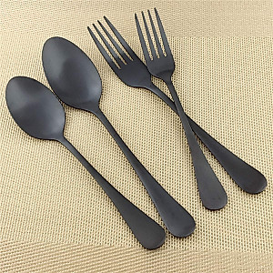 puzhlerMatte black 8-piece 304 Stainless Steel Salad Forks Dessert Forks Set, Dishwasher Safe, 6.7 Inches