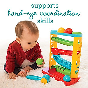 Infantino Bop & Drop Ball Tower - STEAM Educational Play, Hand-Eye Coordination Skills, and Cause and Effect Play for Babies & Toddlers, 12M+