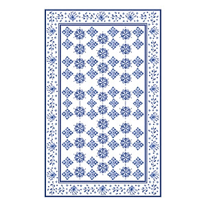 Le Cadeaux Moroccan Blue Melamine Spoon Rest and Tea Towel Set, large, white