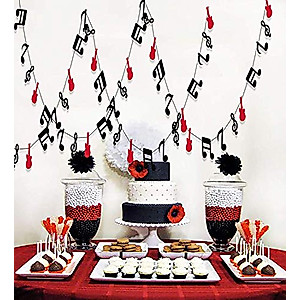 Rock and Roll Party Decorations Rock N Roll Theme Party Supplies Red Black Music Note Garland Music Note Streamer Rock Star Music Party Decoration Music Birthday Decorations 2 Piece by HappyField