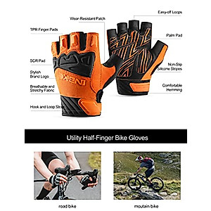 INBIKE Cycling Bike Gloves Padded Half Finger Bicycle Gloves Shock-Absorbing Anti-Slip Breathable MTB Road Biking Gloves for Men/Women