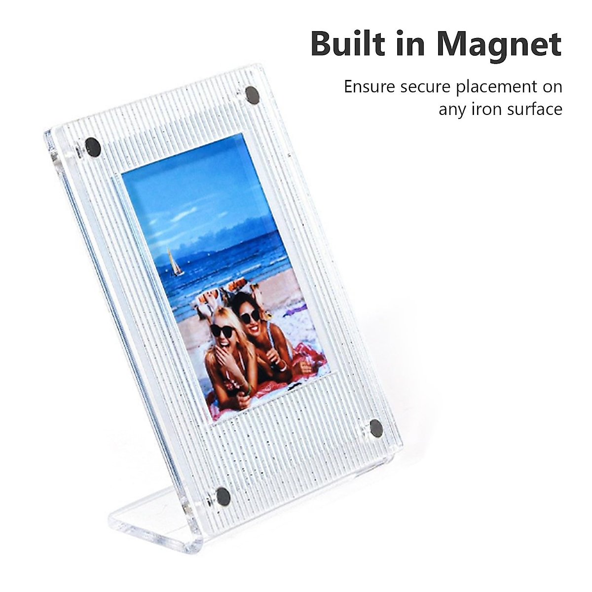DAUZ Tabletop Photo Frame, Picture Frame Clear Magnetic Decorative Simple Cleaning Acrylic Stable Placement for Card (Transparent (Wave Pattern))