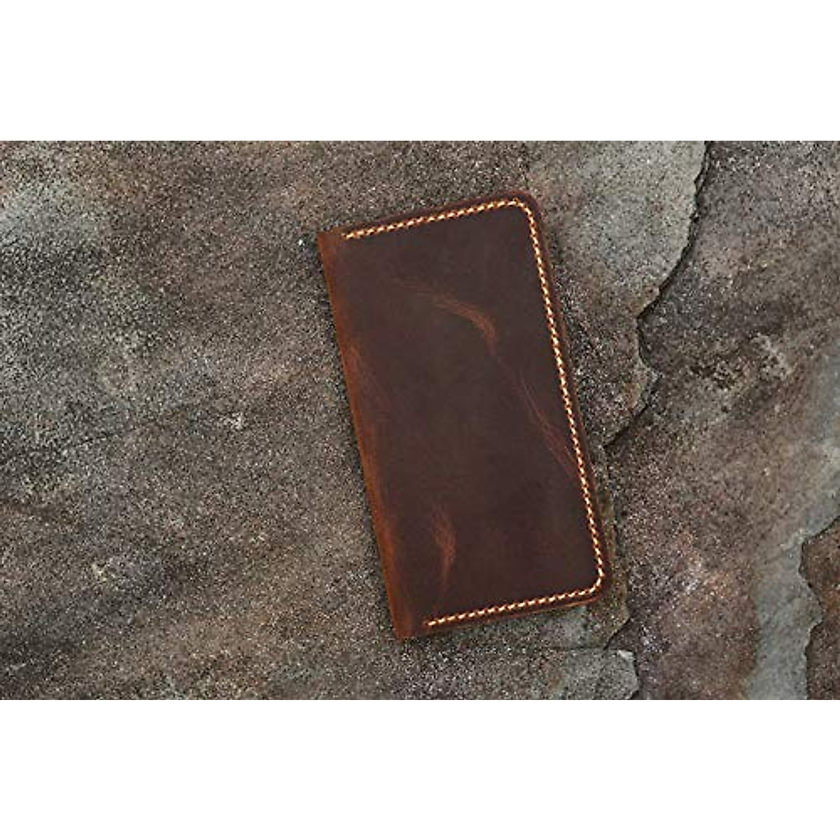 Distressed vintage brown leather iPhone14 13 12 11 Pro Max wallet case/real leather iPhone XR XS Max Wallet Case -IP005W