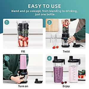 La Reveuse Electric Smoothie Blender for Shakes and Smoothies,Licuadora 400W, with 2 x 24 Oz Blender Cups,Single Serve Smoothies Maker for Juices