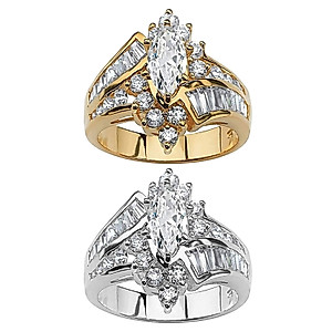 SANWOOD Rings, Women Girl Wedding Cute Ring Marquise Cut Cubic Zirconia Engagement Anniversary Finger Cute Ring Jewelry - Silver US 7