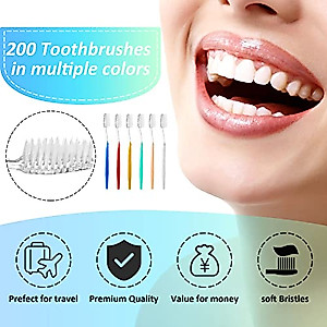 Honeydak 300 Pieces Disposable Toothbrushes Individually Wrapped Toothbrushes Medium Soft Tooth Brush Manual Travel Toothbrush Set for Adults Kids Travel Toiletries, 6 Colors