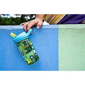 CamelBak Eddy+ 14 oz Kids Water Bottle with Tritan Renew – Straw Top, Leak-Proof When Closed, Building Rocks