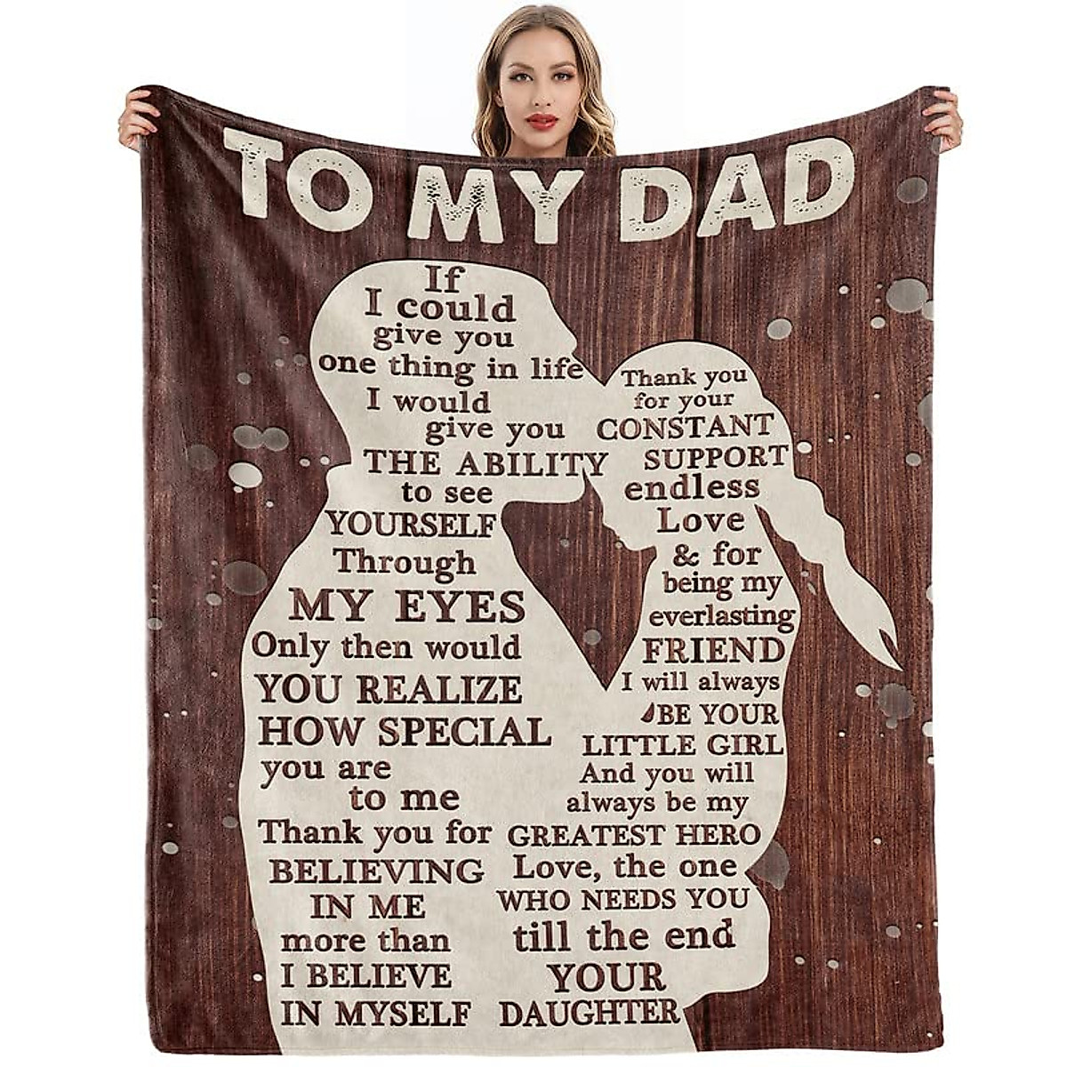 Gifts for Dad from Daughter to My Dad Blanket Best Gift for Fathers Day Birthday Christmas Valentines Day Bday Present Idea for Father Husband Men Him Healing Thoughts Throw Blanket 60''x50''